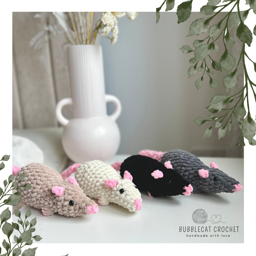 Handmade to Order Cute Crochet Rat Plushie Soft Toy Rat Cuddly Rat ...