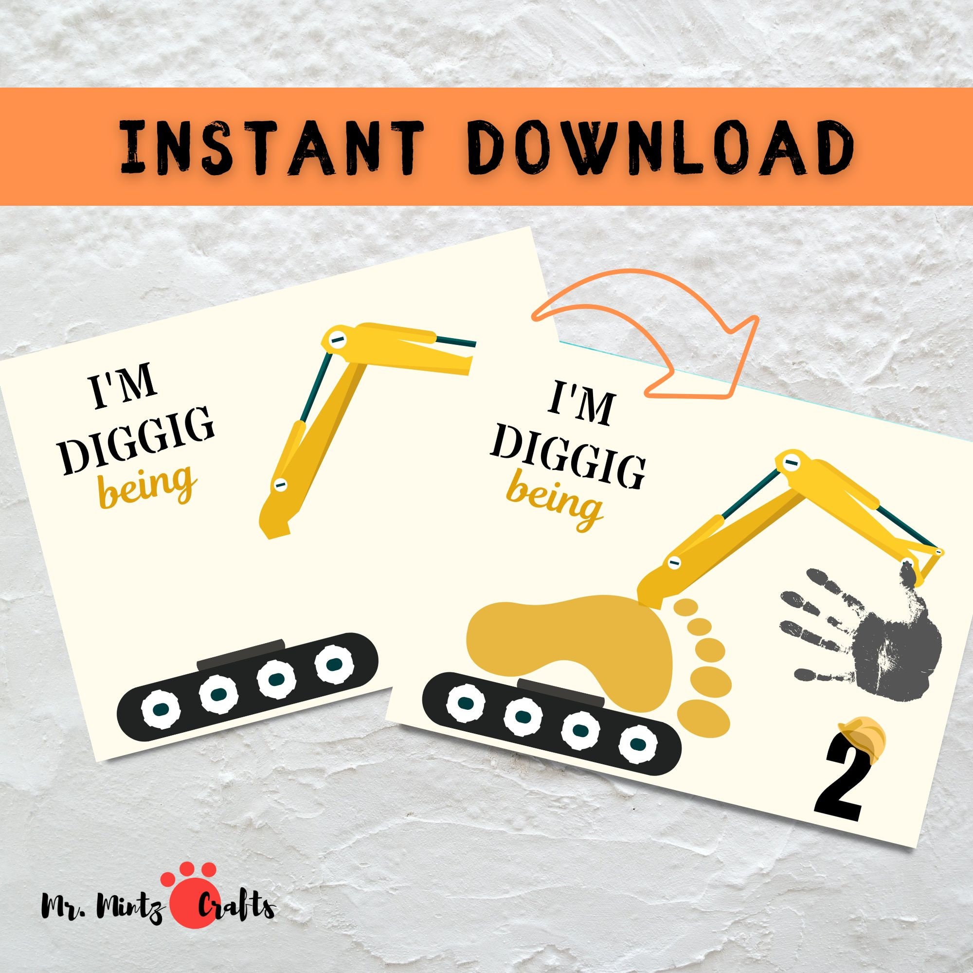 I'm Digging Being 2 Handprint Footprint Art Craft Gift for - Etsy