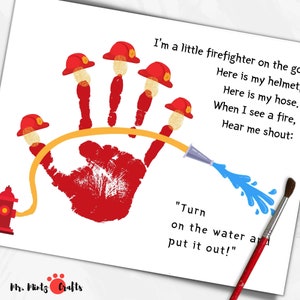 Firefighter Fathers Day Gift | Fathers Day Handprint Art Craft ...