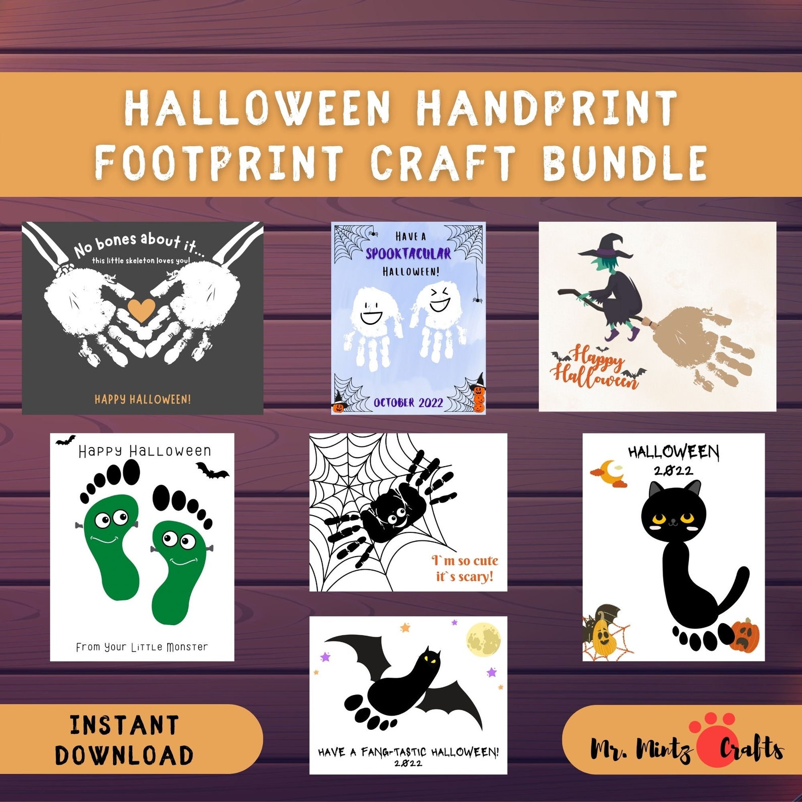 Halloween Handprint Footprint Art Craft Bundle Fall - Etsy