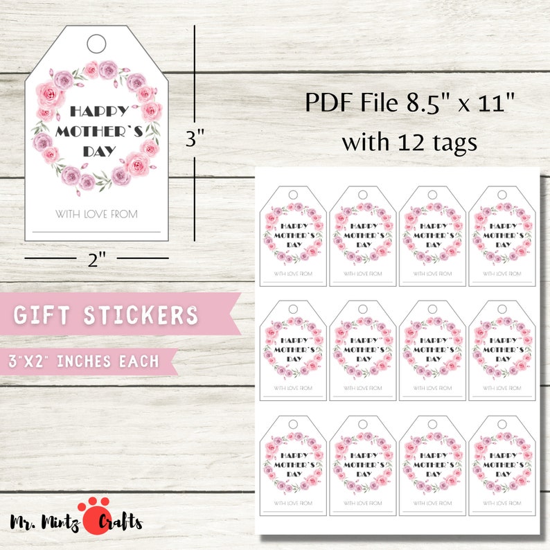 Mom Gift Tags Mother's Day Gift Tags Printable Mothers - Etsy