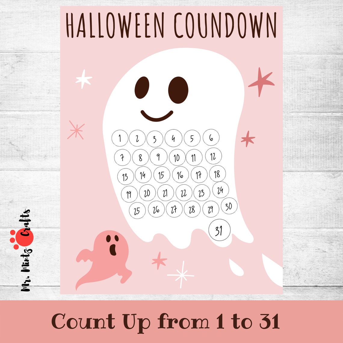 Printable Halloween Countdown Calendar for Kids Halloween | Etsy
