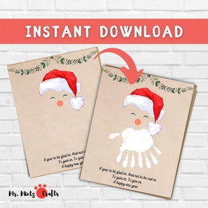Santa Claus Handprint Art Craft Template Printable | Child Handprint ...