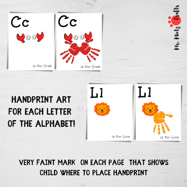 Alphabet Handprint Art Craft My Handprint ABC Alphabet Book - Etsy
