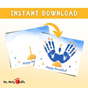 Hanukkah Chanukah Handprint Fingerprint Art Craft | Happy Hanukkah Card ...