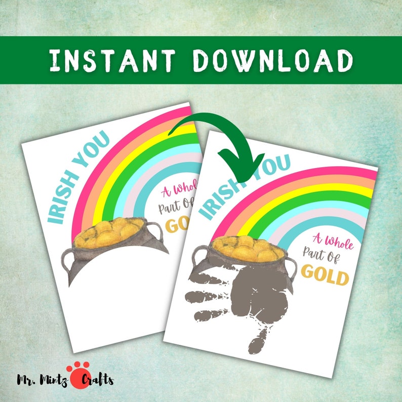 Irish You a Happy St Patrick's Day Handprint Art Craft | Pot of Gold ...