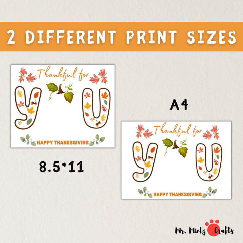 Thankful for You Thanksgiving Handprint Art Craft Activities Printable ...