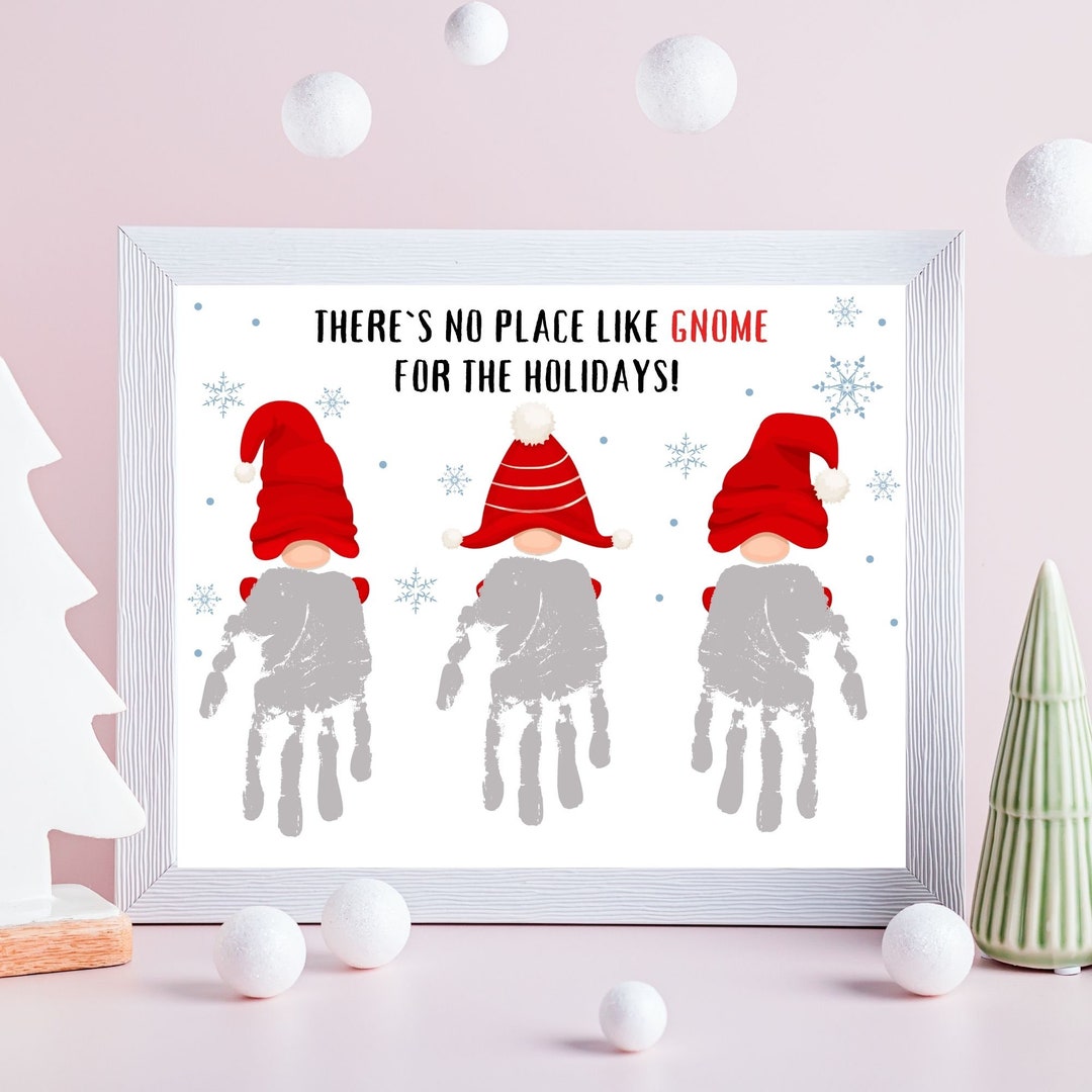 Christmas Gnomes Handprint Art Craft Template Printable Downloads | Christmas Gift for ...