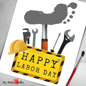 Labor Day Handprint Footprint Art Craft | Labor Day Card | Happy Labor ...