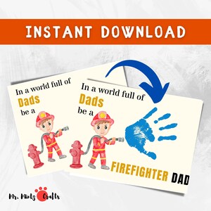 Firefighter Fathers Day Gift | Fathers Day Handprint Art Craft ...