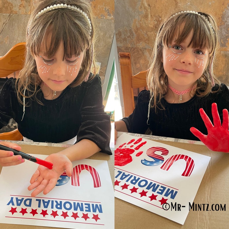 Memorial Day DIY Kids Handprint Keepsake Art Craft Printable | Memorial ...