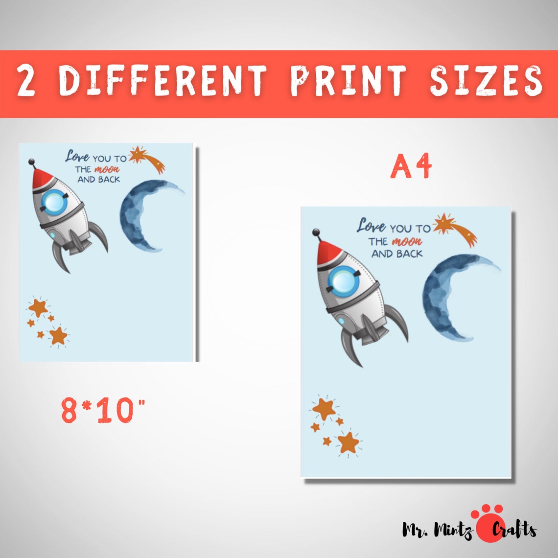 I Love You to the Moon Gift Card for Dad From Kids Handprint - Etsy