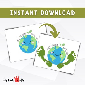 Earth Day Footprint Art Craft | Earth Day Printable for Kids | Happy ...
