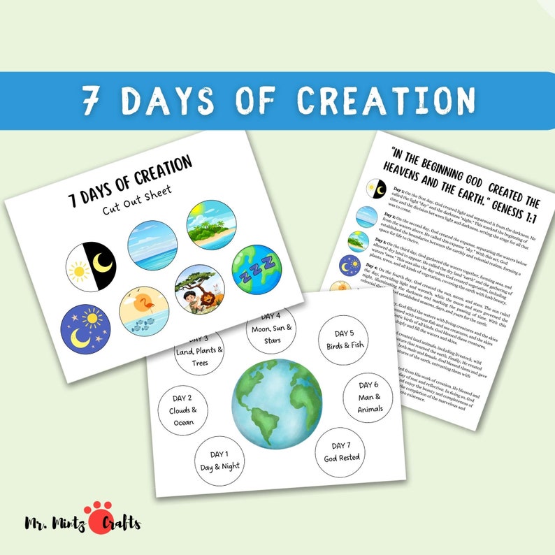 7 Days of Creation Printable | Genesis | Bible Lesson | Christian ...