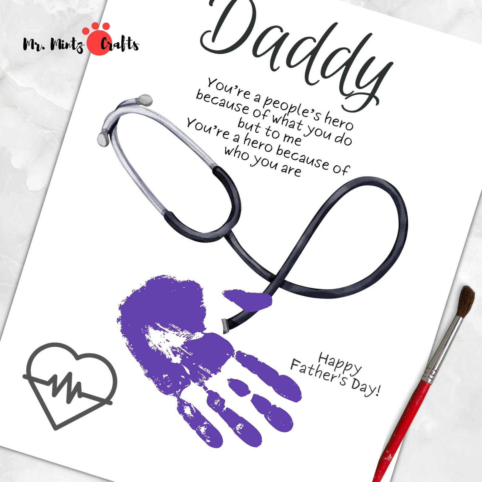 Handprint Art Craft Gift for Dad Handprint Fathers Day Craft Printable ...