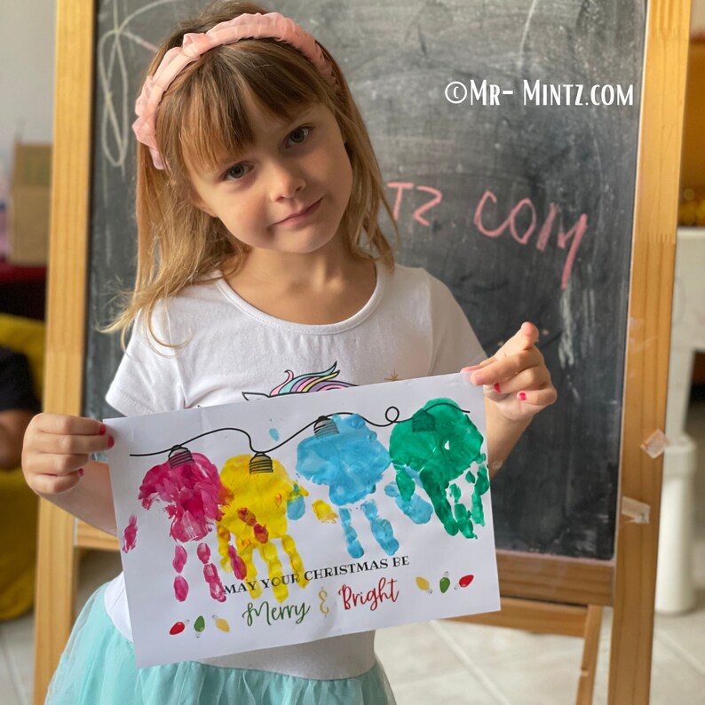 Handprint Christmas Lights | Christmas Handprint Art Crafts Template ...