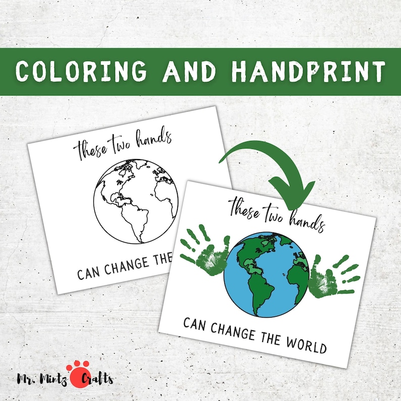 Earth Day Handprint Art Craft Earth Day Printable for Kids - Etsy