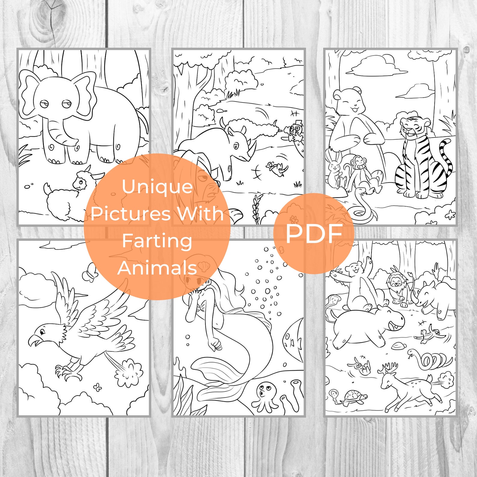 The Farting Animals Coloring Book Printable Coloring Pages for Kids and ...