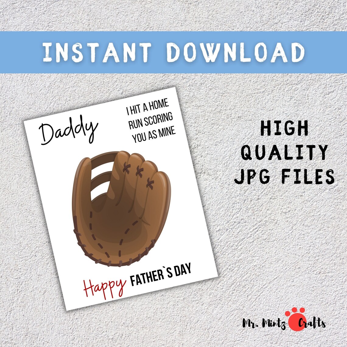 Handprint Art Craft Father's Day Gift for Dad Daddy | Baseball Dad Gift ...
