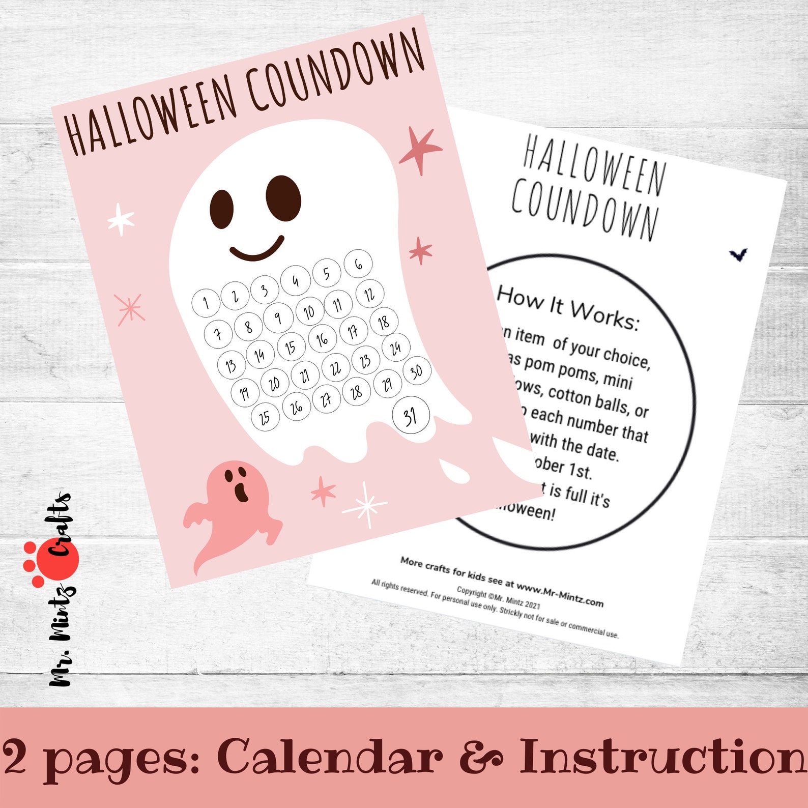 Printable Halloween Countdown Calendar for Kids Halloween - Etsy