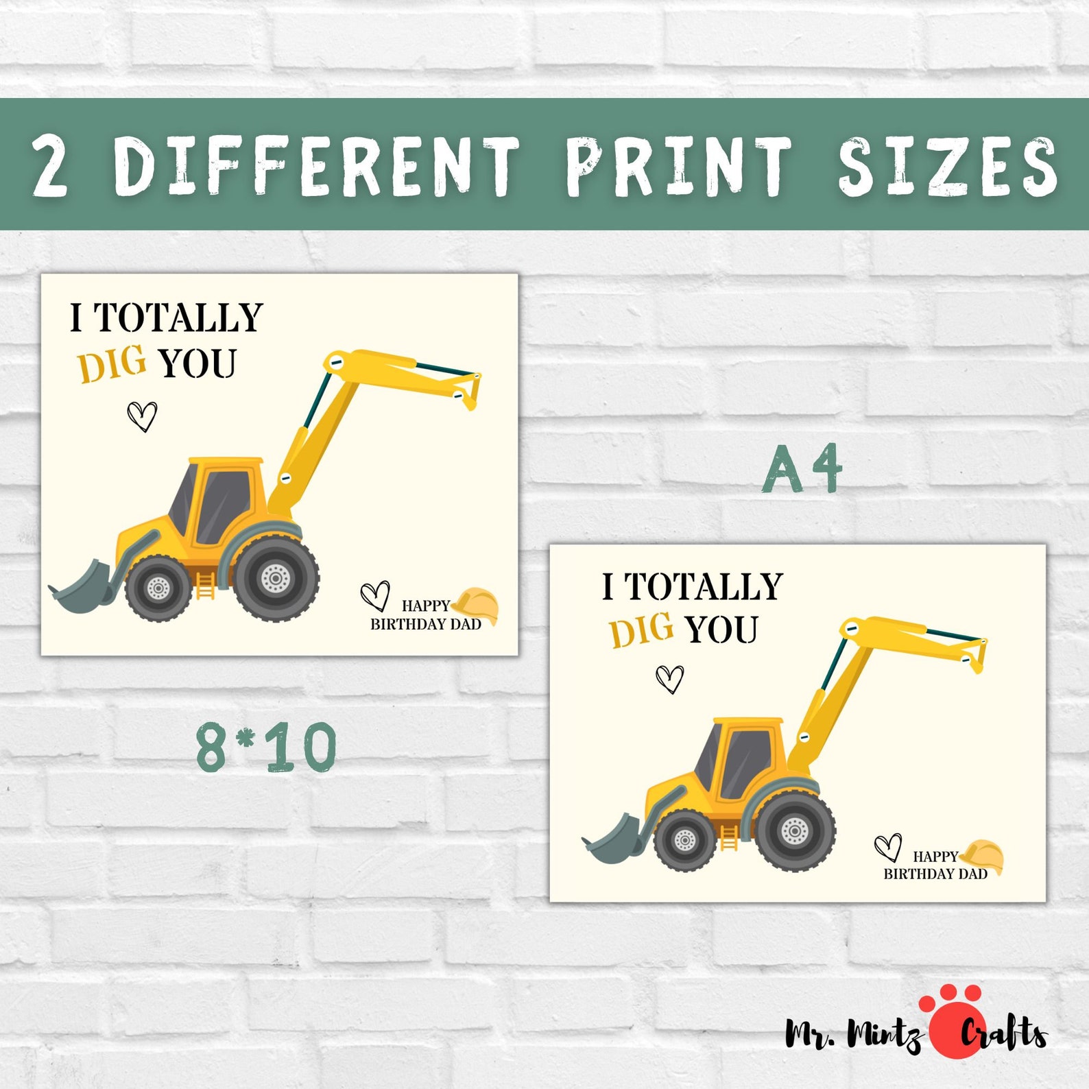 Handprint Art Craft Birthday Gift for Dad I Dig You Cards Printable ...