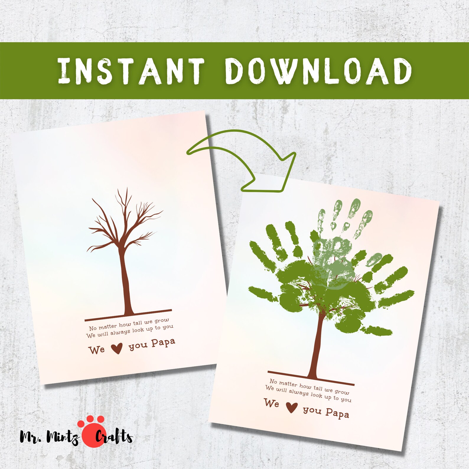 Tree Handprint Art Craft | No Matter How Tall We Grow | Fathers Day ...