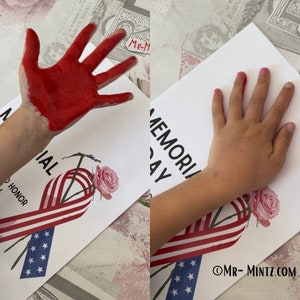 Memorial Day DIY Kids Handprint Keepsake Art Craft Printable Memorial ...