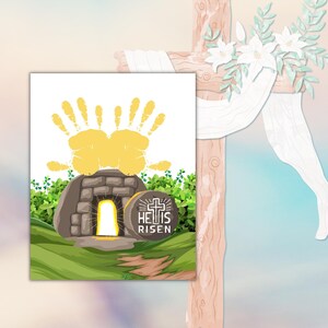 Christian Easter Handprint Footprint Art Craft Printable | He is Risen ...