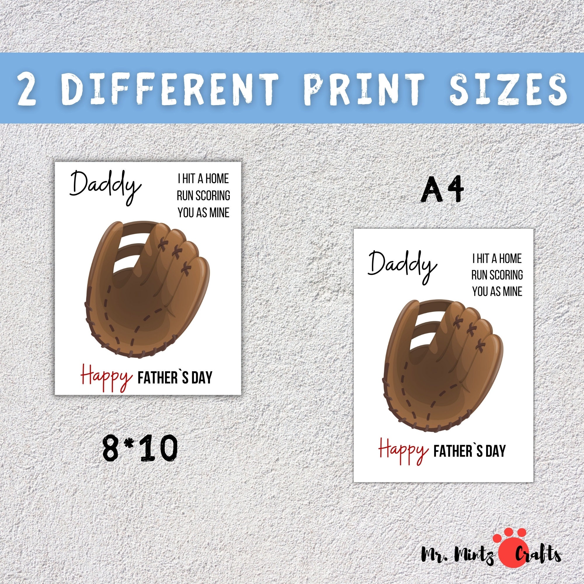 Handprint Art Craft Father's Day Gift for Dad Daddy | Baseball Dad Gift ...