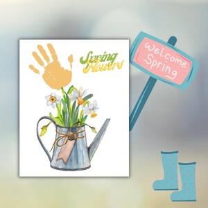 Spring Handprint Fingerprint Art Craft for Kids Printable | Flower ...