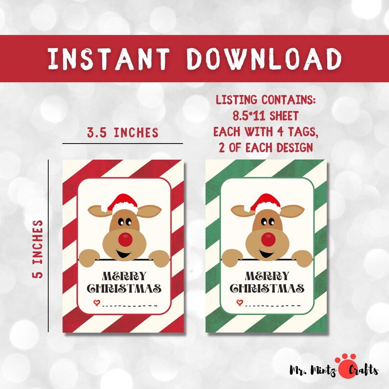 Reindeer Candy Cane Holder Template | Candy Cane Gram | Christmas Candy ...