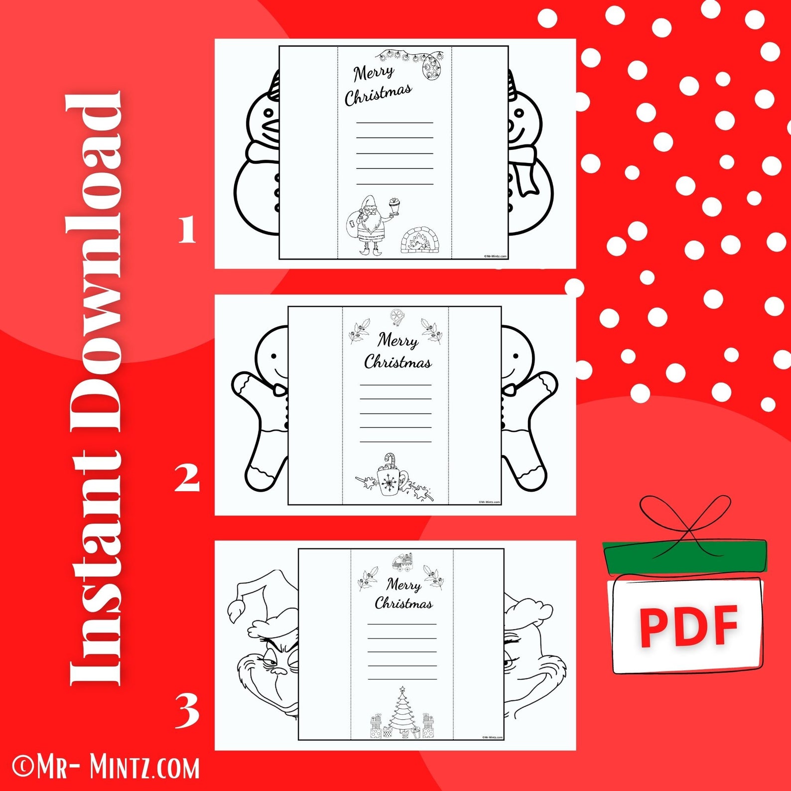 PRINTABLE Colouring Christmas Cards Grinch Christmas Card - Etsy