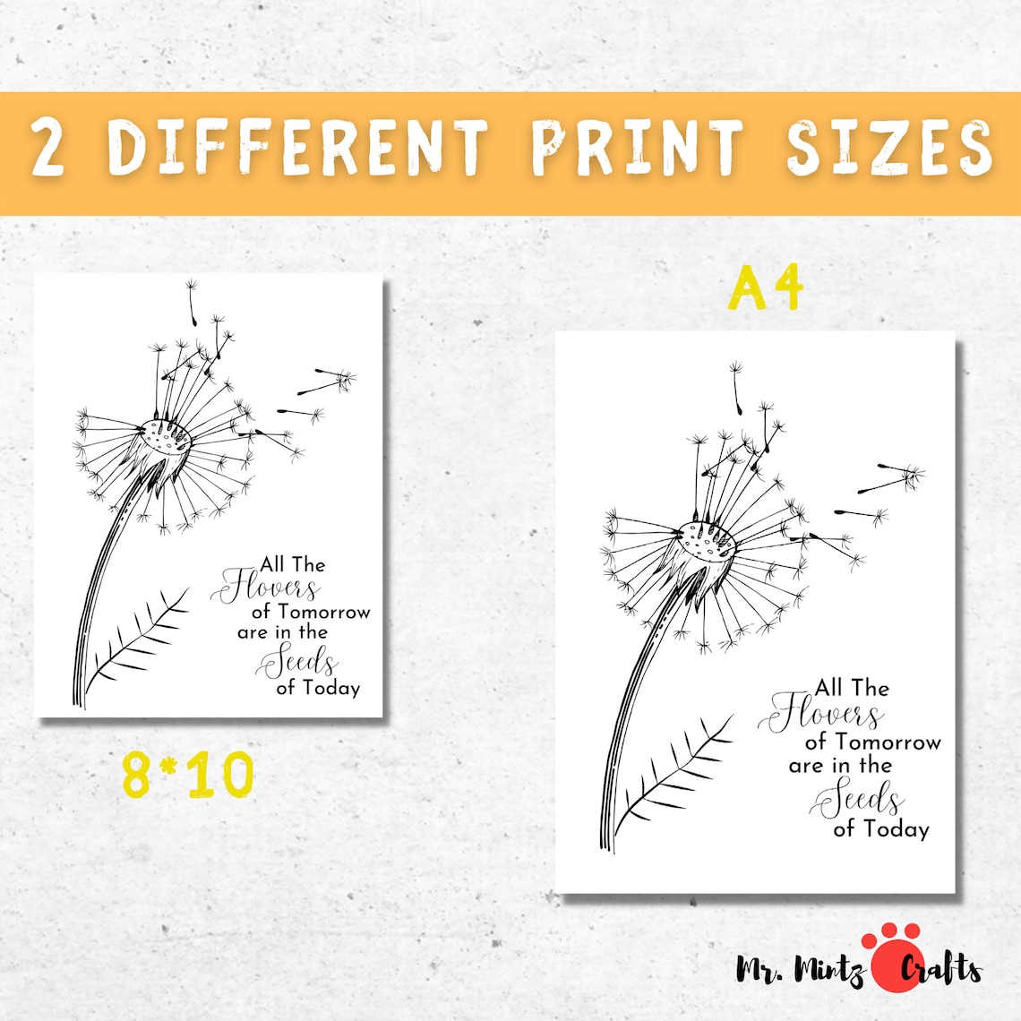 Dandelion Fingerprint Art Dandelion Kids Craft Fingerprint - Etsy