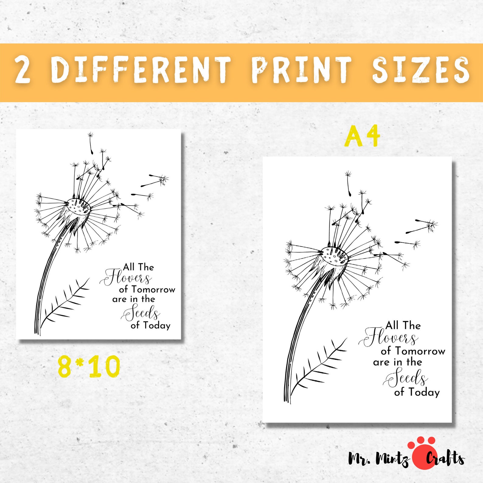 Dandelion Fingerprint Art Dandelion Kids Craft Fingerprint - Etsy