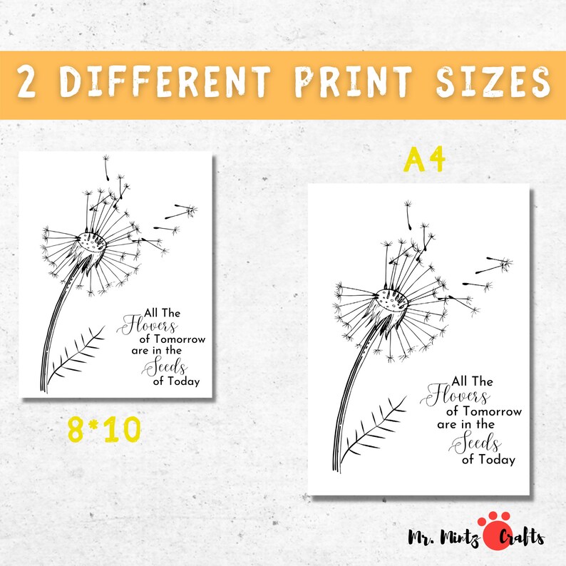 Dandelion Fingerprint Art Dandelion Kids Craft Fingerprint - Etsy