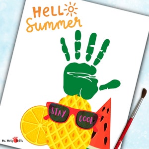 Summer Handprint Art Craft for Kids Printable | Easy Pineapple Craft ...