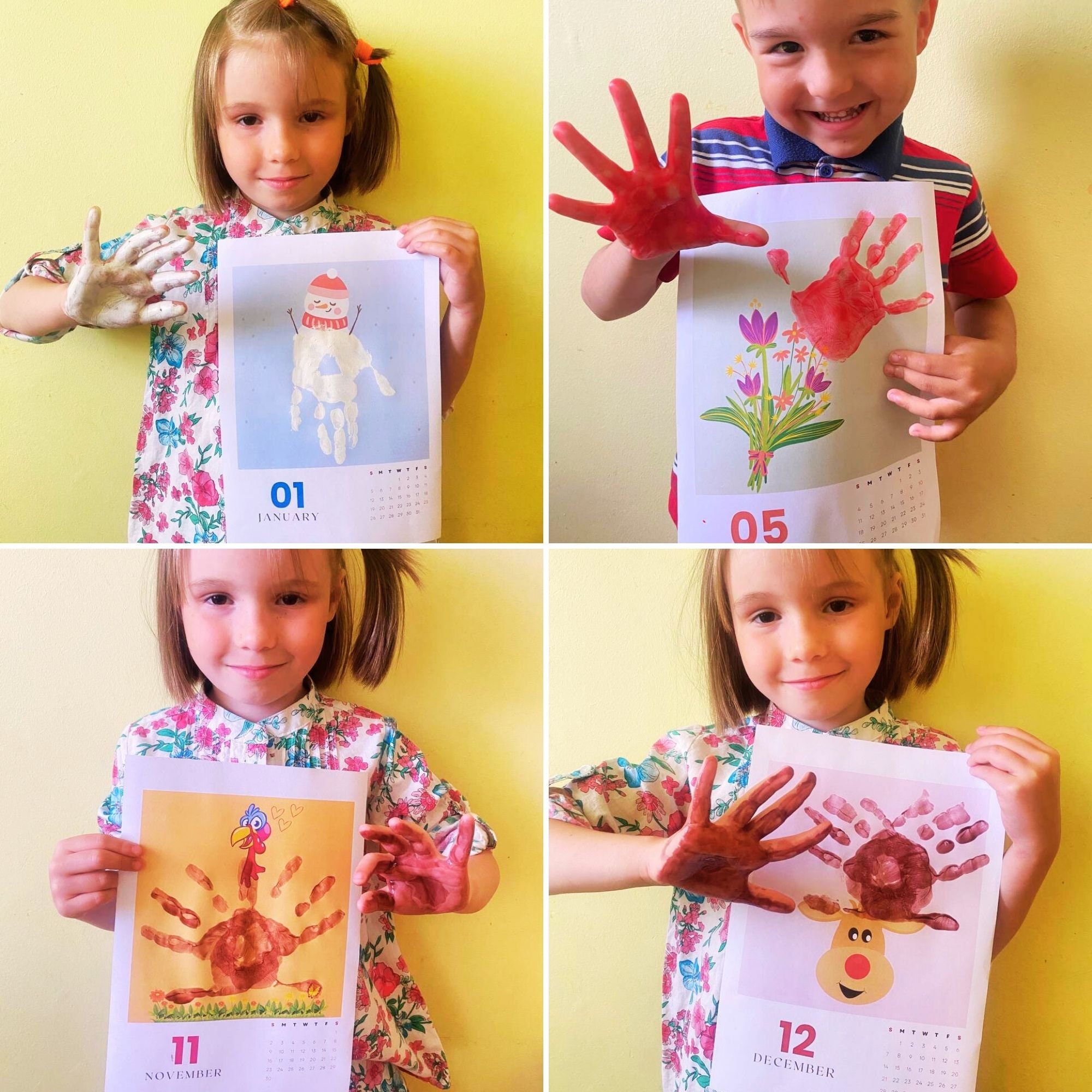 Handprint Calendar 2026 Printable | Handprint Art Craft Gift for ...