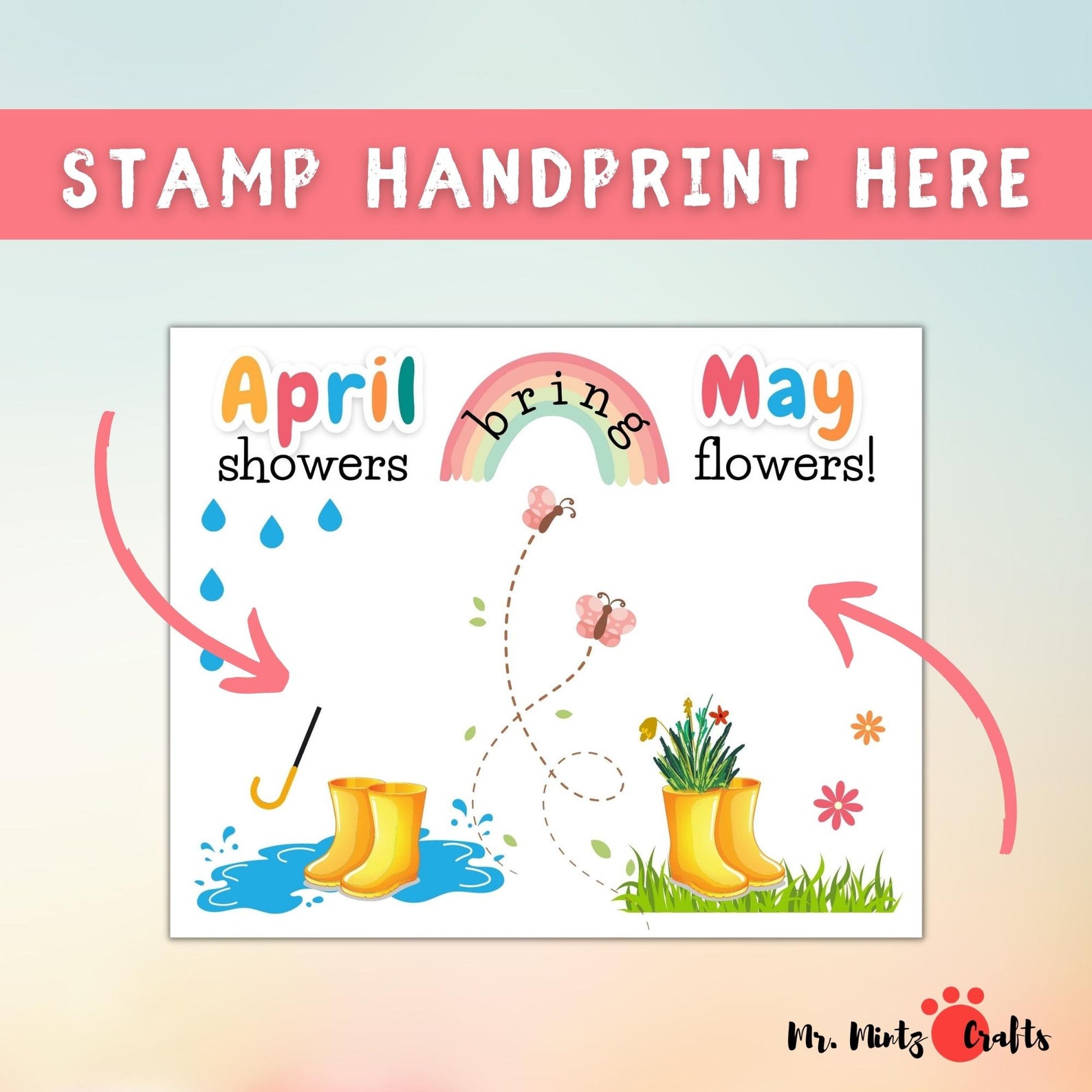 April Showers Bring May Flowers Art Craft Printable Spring Activities ...