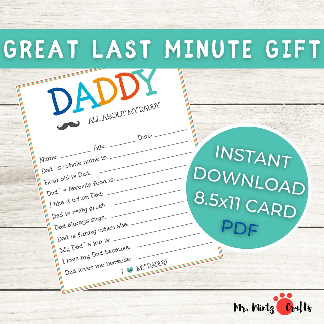 Father's Day Gift From Kids | All About My Daddy Printable | Father’s ...