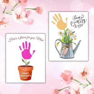 Mothers Day Handprint Fingerprint Art Craft Printable From Son Daughter ...
