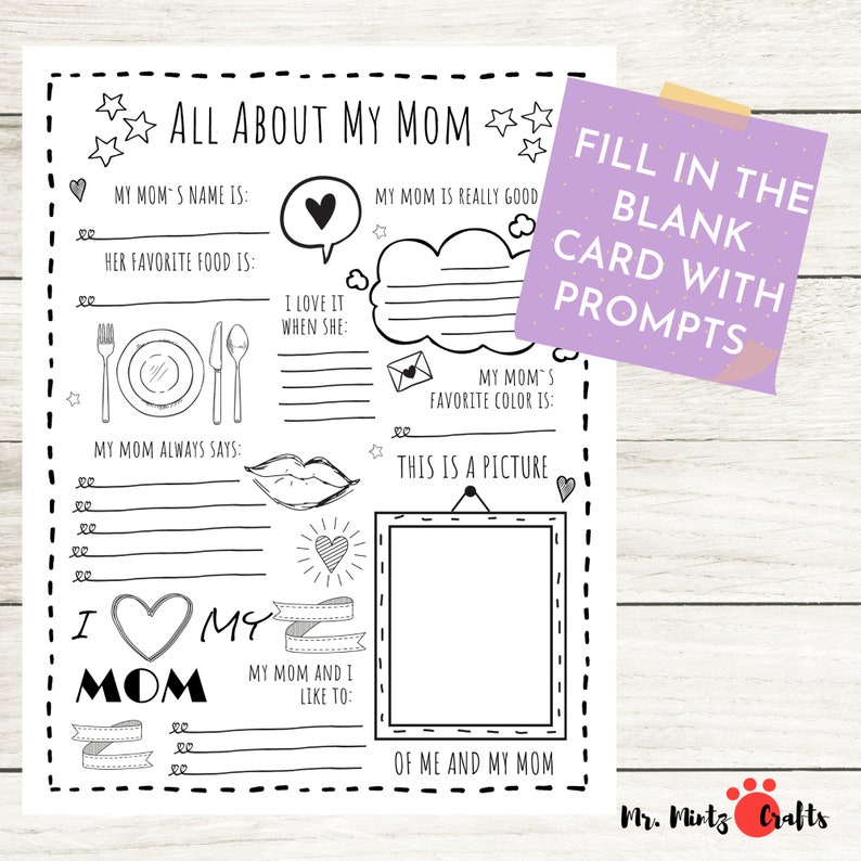 All About My Mom PRINTABLE Fill in the Blankgift for | Etsy