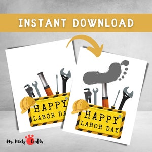 Labor Day Handprint Footprint Art Craft | Labor Day Card | Happy Labor ...