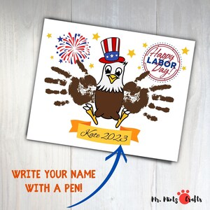 Labor Day Handprint Art Craft | Labor Day Card | Happy Labor Day ...