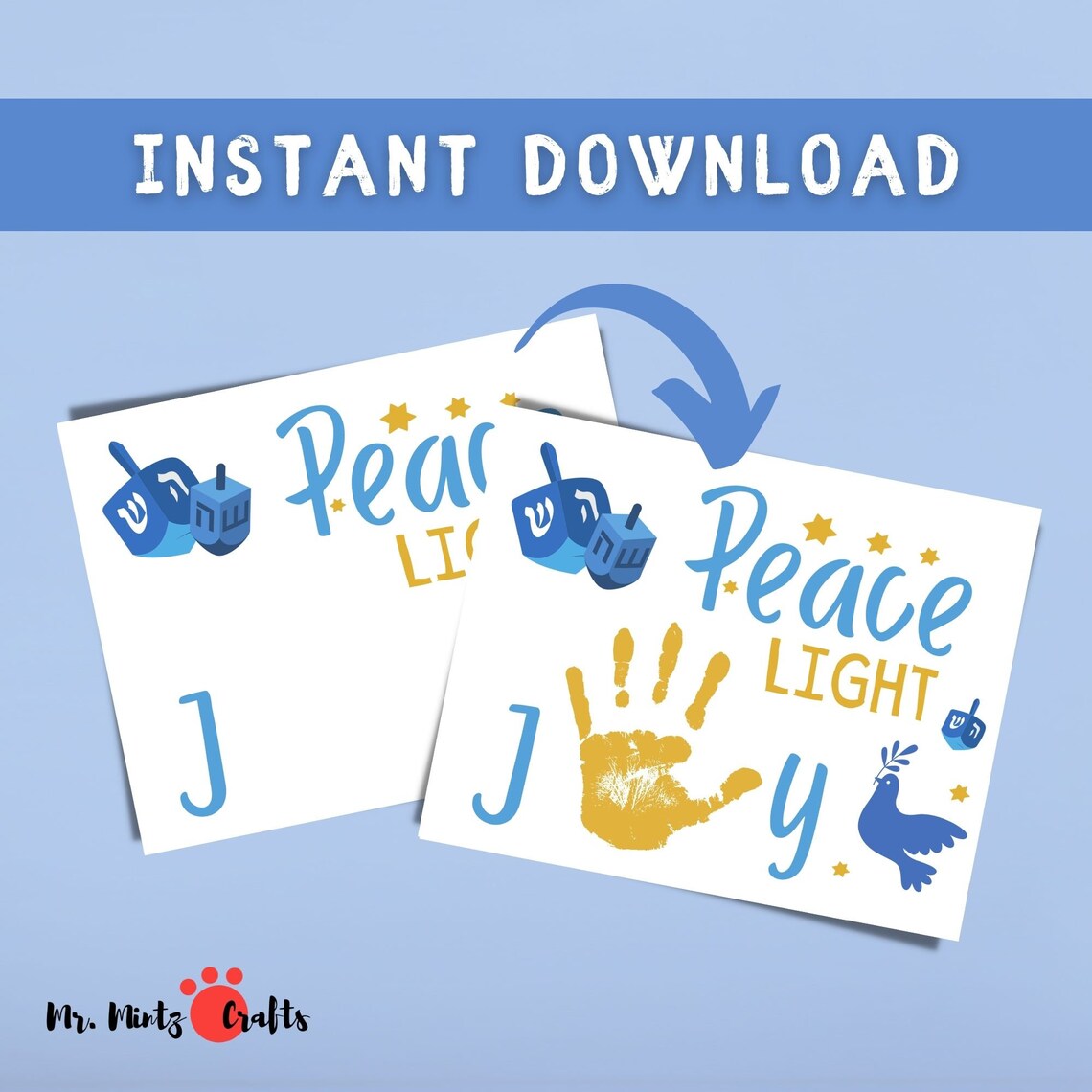 Hanukkah Card | Hanukkah Chanukah Handprint Art Craft | Hanukkah Gift ...