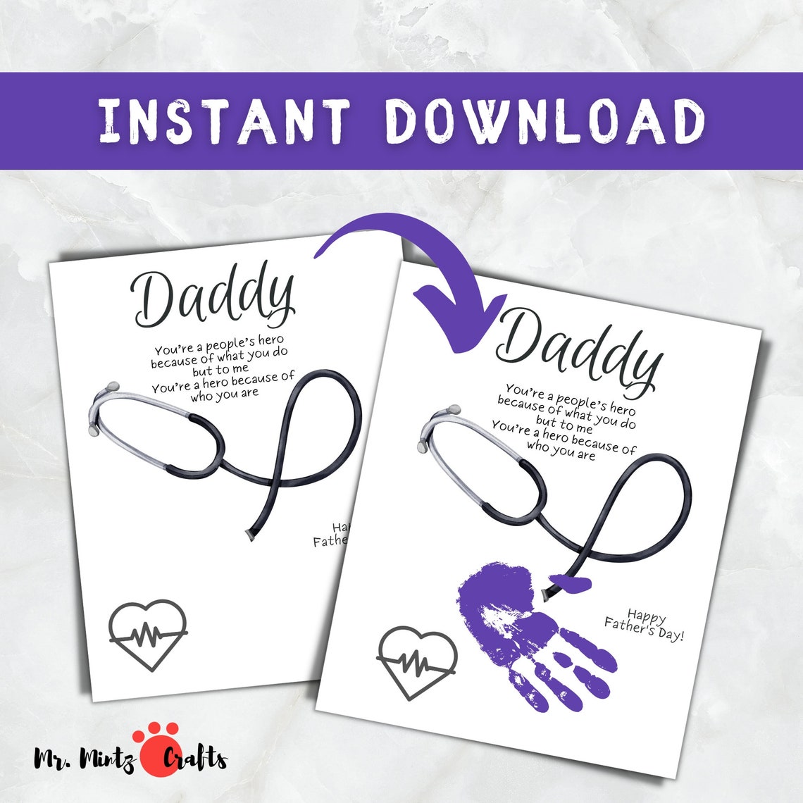 Doctor Dad Father’s Day Handprint Art Craft | Printable Card for ...