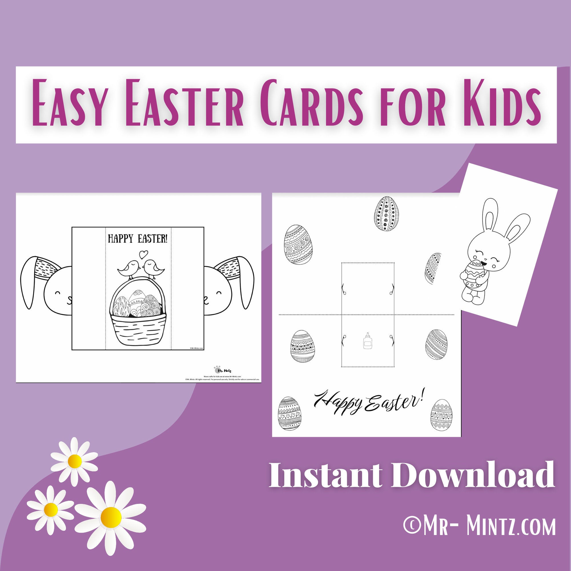 Easter Cards for Kids | Easter Coloring Cards | Easter Coloring Page ...