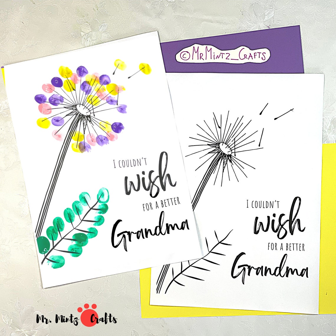 Grandma Mothers Day Gift Fingerprint Art Mothers Day - Etsy