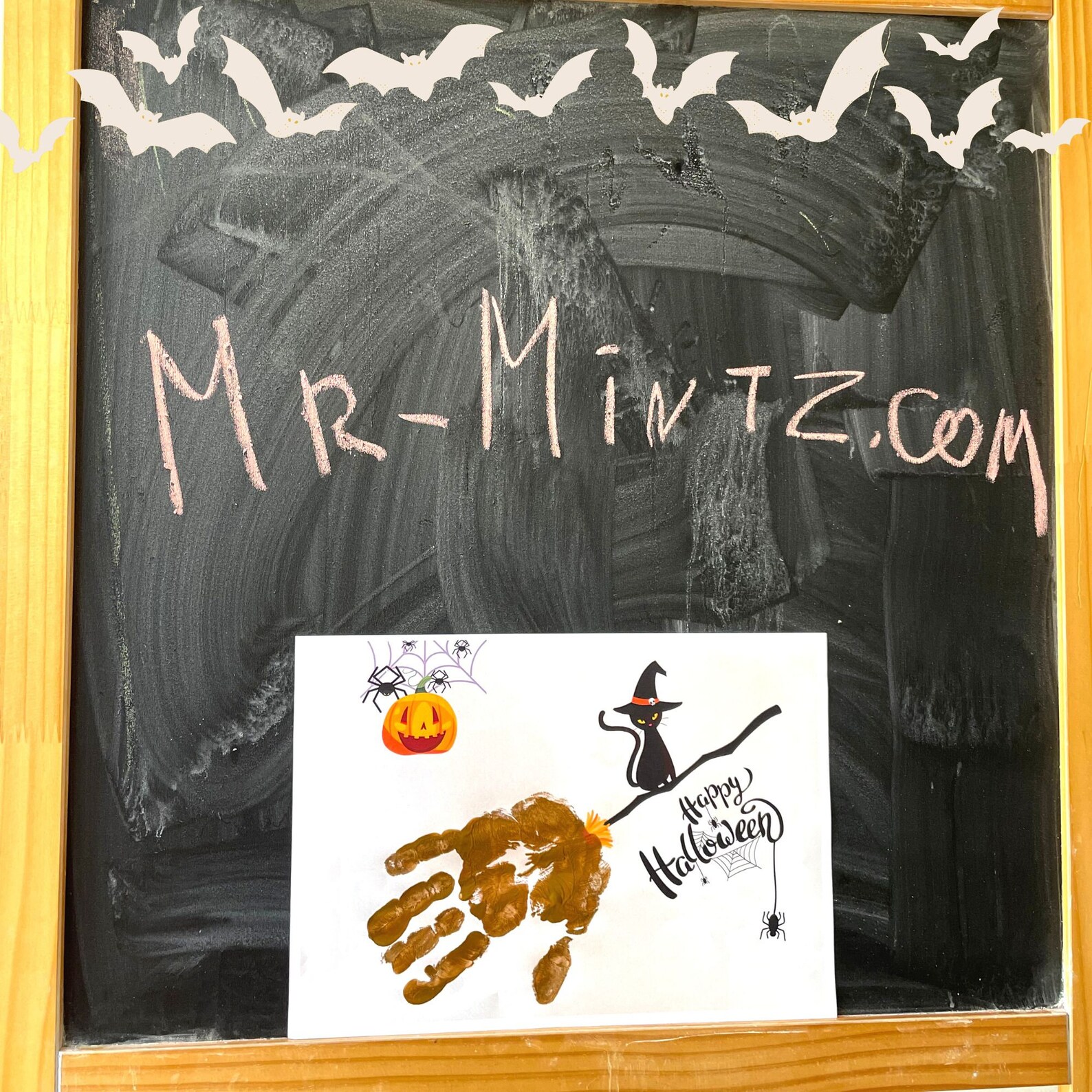 Black Cat Witch Broom Halloween Handprint Art Craft Printable - Etsy