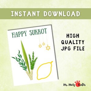 Sukkot Handprint Craft for Kids Printable Art in English and Hebrew ...