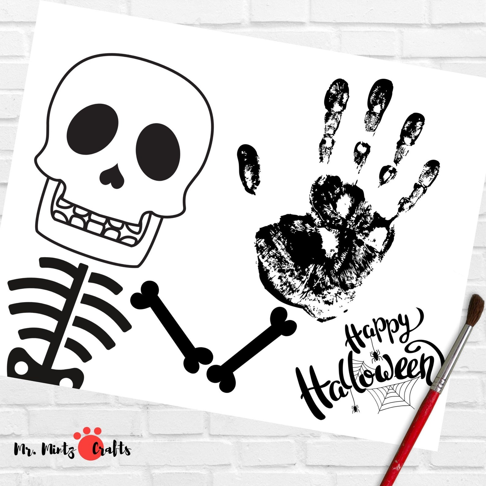 Halloween Skeleton Handprint Art Craft Halloween Gift - Etsy